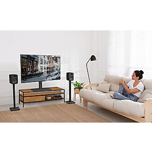 Kanto SP26PL Black Metal Speaker Stand (26 inches) - Universal Fit, Hidden Cables, Rotating Top Plate, Carpet & Hardwood Feet, ¼’-20 Mounting, Pair