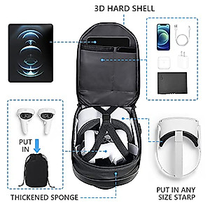 Ainiv Hard Carrying Case for Oculus Quest 2 VR Headsets and Controllers Acessories Protective Waterproof Crossbody Shoulder Chest Backpack Fit for Elite Strap with Storage Bag
