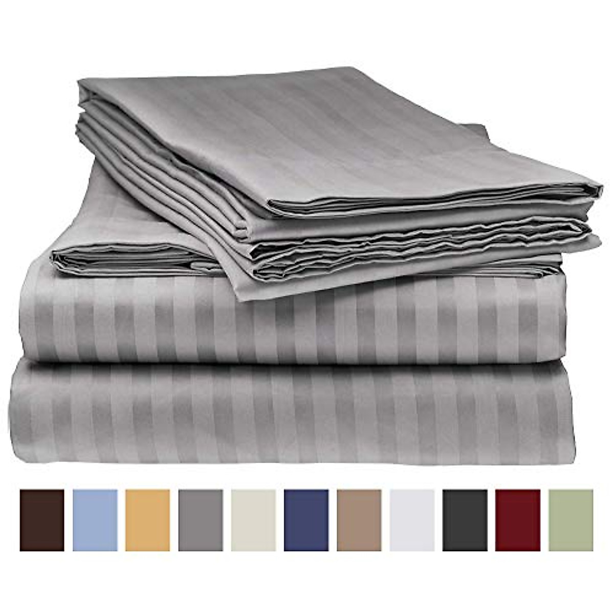 Cotton Home Depot King Collection Bed Sheet Set 16 Inch Deep Pocket 4-Piece Bedding Set - Wrinkle, Stain, Fade Resistant - Grey