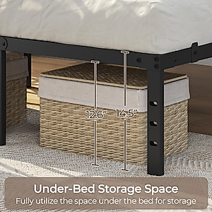 Yaheetech 14 Inch Queen Bed Frames Heavy Duty Metal Platform Bed with Under Bed Storage, No Box Spring Needed, Easy Assembly, Sturdy Steel Slat Support, Black