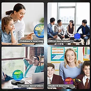 Floating Globe, Magnetic Levitating Globe with LED Light, 360° Rotating Geographic Globe World Map for Home Office Decor, Cool Tech Gift for Kids, Teacher, Husband, Colleague..