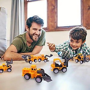 3 otters 12PCS Mini Construction Vehicles for Construction Party Favors, Pull Back Engineering Cars for Carnival Prize Birthday, Christmas Goodie Bag Stuffers for Kids Ages 3 and up