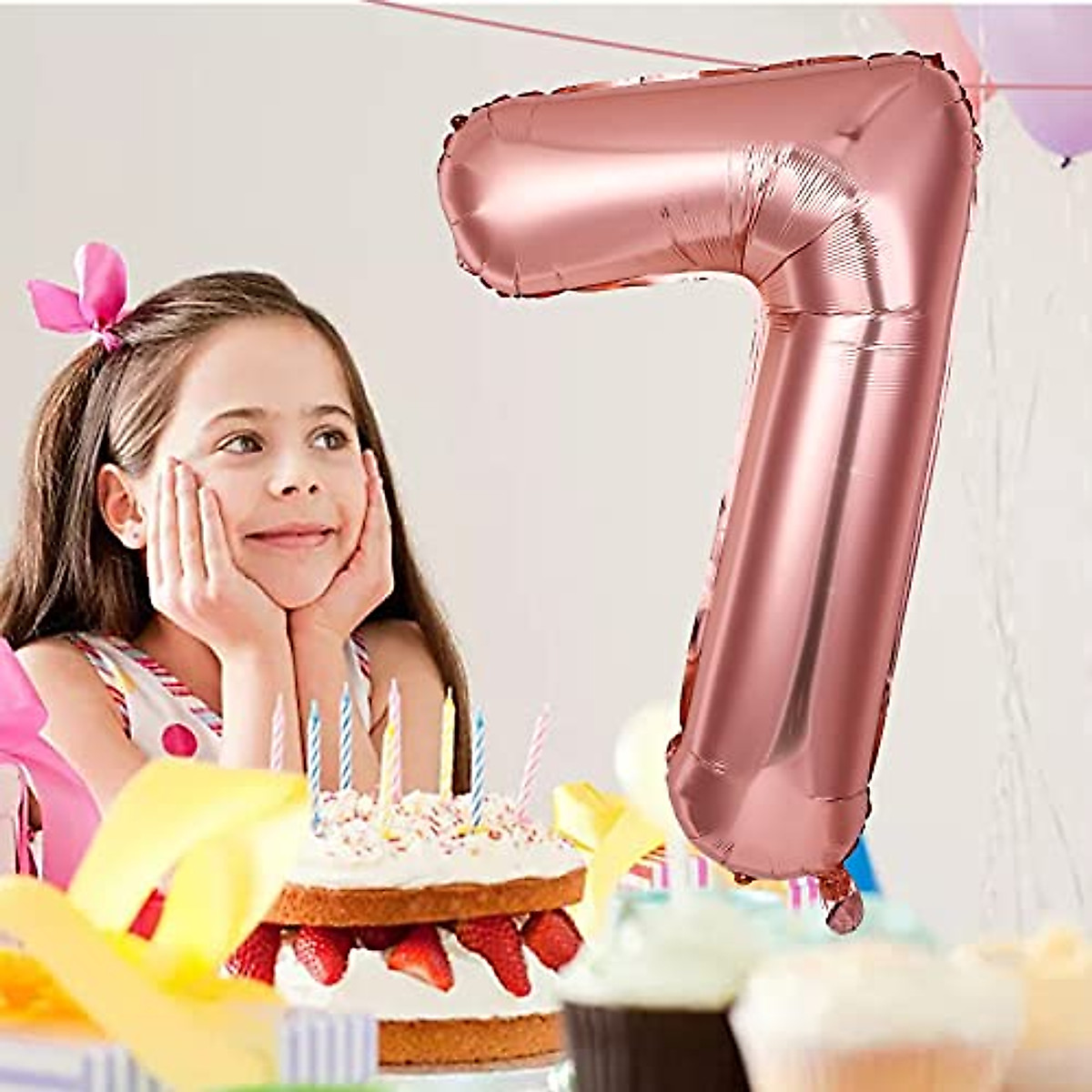 Number 7 and Number 5 Balloons, 40 Inch Rose Gold Number Balloons, Large Digital 75 Balloon, Foil Mylar Balloons Decorations for Birthday Party, Wedding, Anniversary, Graduations