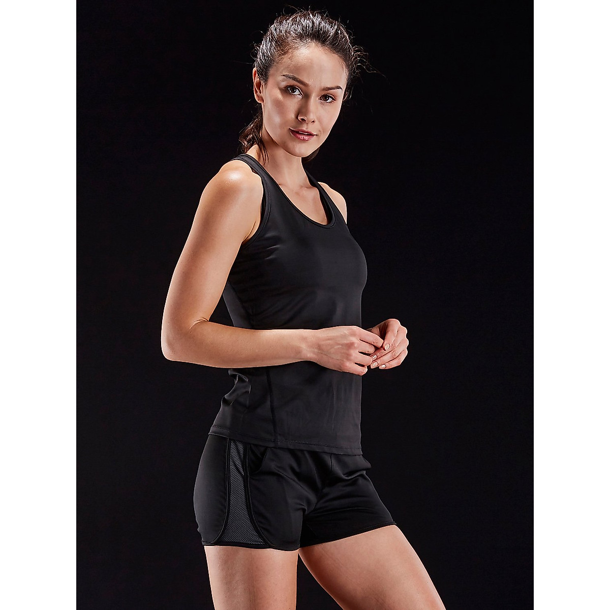 NELEUS Women's 3 Pack Compression Athletic Tank Top for Yoga Running,Black,EU M,US S