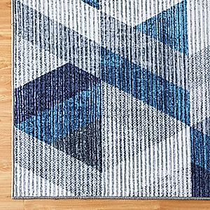 Zacoo Abstract Area Rug, Geometric Diamond Lattice Rug Moroccan Modern Area Rug Bedroom Rug Low Pile Small Throw Carpet for Living Room Dining Room Nursery, Navy/Grey, 4 x 6 Feet