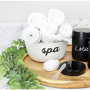 AuldHome Enamelware Spa Basin Set (Set of 3); White Rustic Farmhouse Decor Spa Bowls for Bathroom Storage and Home Decor