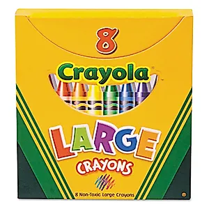 Crayola 520080 Large Crayons, Tuck Box, 8 Colors/Box