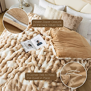 OMERAI Faux Fur Duvet Cover, Ultra Soft Fluffy Blanket Faux Rabbit Fur Comforter Cover, 1PC Soft Velvet Fluffy Furry Comforter Cover, Zipper Closure, 90x108 Inches 1 Faux Fur Duvet Cover