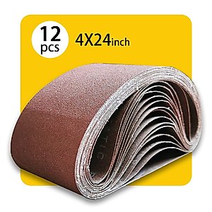 4 x 24 Inch 80 Grit Sanding Belt | Premium Aluminum Oxide Sanding Belt | Premium Sander Sandpaper – 12 Pack
