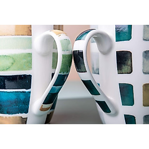 MACHUMA Set of 4 11.5oz Marble Patterns Coffee Mugs, Ceramic Tea Cup Set.