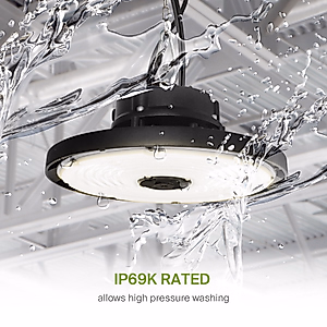 ASD UFO LED High Bay Light 60W/80W/100W, 3 CCT 3000/4000/5000K Dimmable 14,603 lm, DLC Premium & UL, 120-277V, Commercial Bay Lighting, LED High Bay Lights for Warehouse Shop, Waterproof IP69K