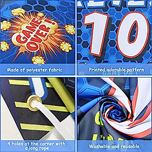 Vlipoeasn 10th Birthday Decorations for Boys 10th Video Game Birthday Door Banner Blue 10th Birthday Gamer Door Cover Sign Poster Decorations 10th Video Gamer Backdrop Party Supplies