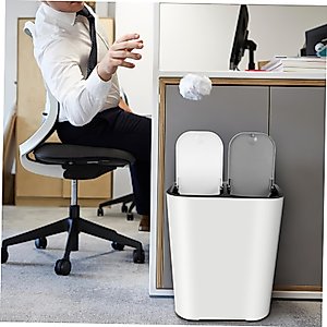 SOESFOUFU Box Trash Rack Dual bin Trash can Wet and Dry Separation Mini Trash can Divided Decorate Wastebasket Counter Garbage bin Floor Sorting Box Plastic Splitter
