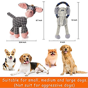 BODLYL Squeaky Plush Dog Toys Pack for Puppy, 2 Pack Durable Stuffed Animal Plush Chew Toys with Squeakers, Cute Soft Dog Toys for Teeth Cleaning, Interactive Dog Toys for Small, Medium Dogs (Set 2)