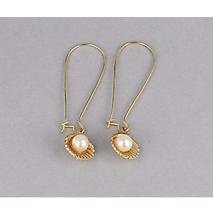 Gold Sea Shell Earrings For Women Set Faux Pearl Oyster Shell 2" Long Dangle Earrings For Women Set