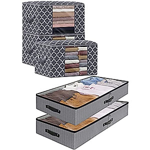 WISELIFE Storage Bags 100L 3-Pack Large Blanket Clothes Organization and Under Bed Storage Bins Containers (2-Pack) Large Foldable