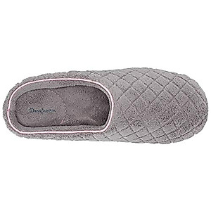 Dearfoams Women's Leslie Washable Memory Foam Terry Clog with Wide Widths Slipper, Medium Grey, 7-8