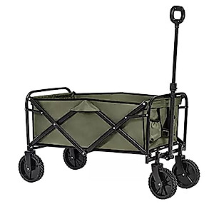 Camping Cart, Outdoor Wagon Stroller Trailer Transport Free Standing Collapsible Utility Grocery Canvas Fabric Rolling Buggies Garden Sport Wagons (Co