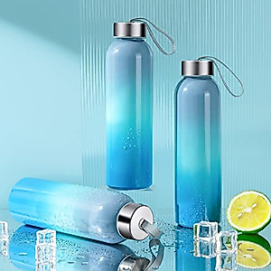 GoldArea 6 Pack Glass Water Bottles, 25 oz Colored Glass Bottles, Reusable Sports Water Bottle with Stainless Steel Lids and Carrying Straps, Leak-proof Water Bottles for Travel, Gym, or Office