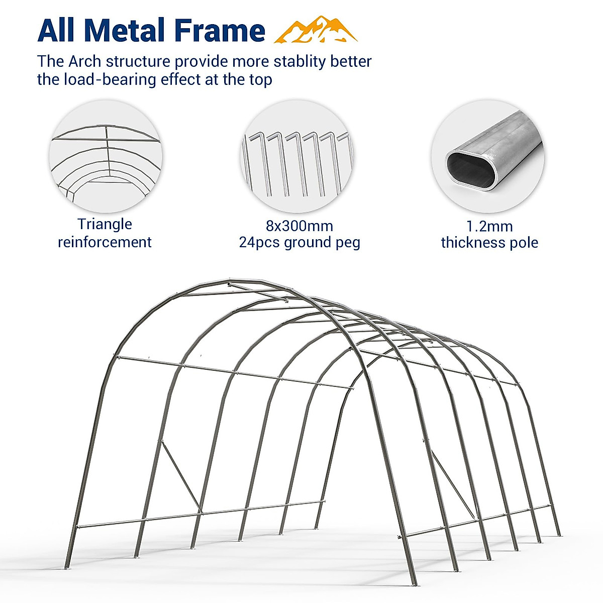 UDPATIO 12x20 FT Heavy Duty Carport, Round Style Portable Garage Waterproof Anti-Snow Shelter Storage Canopy, Doors Sheds & Outdoor Storage for Car,Vehicle,Truck, Black