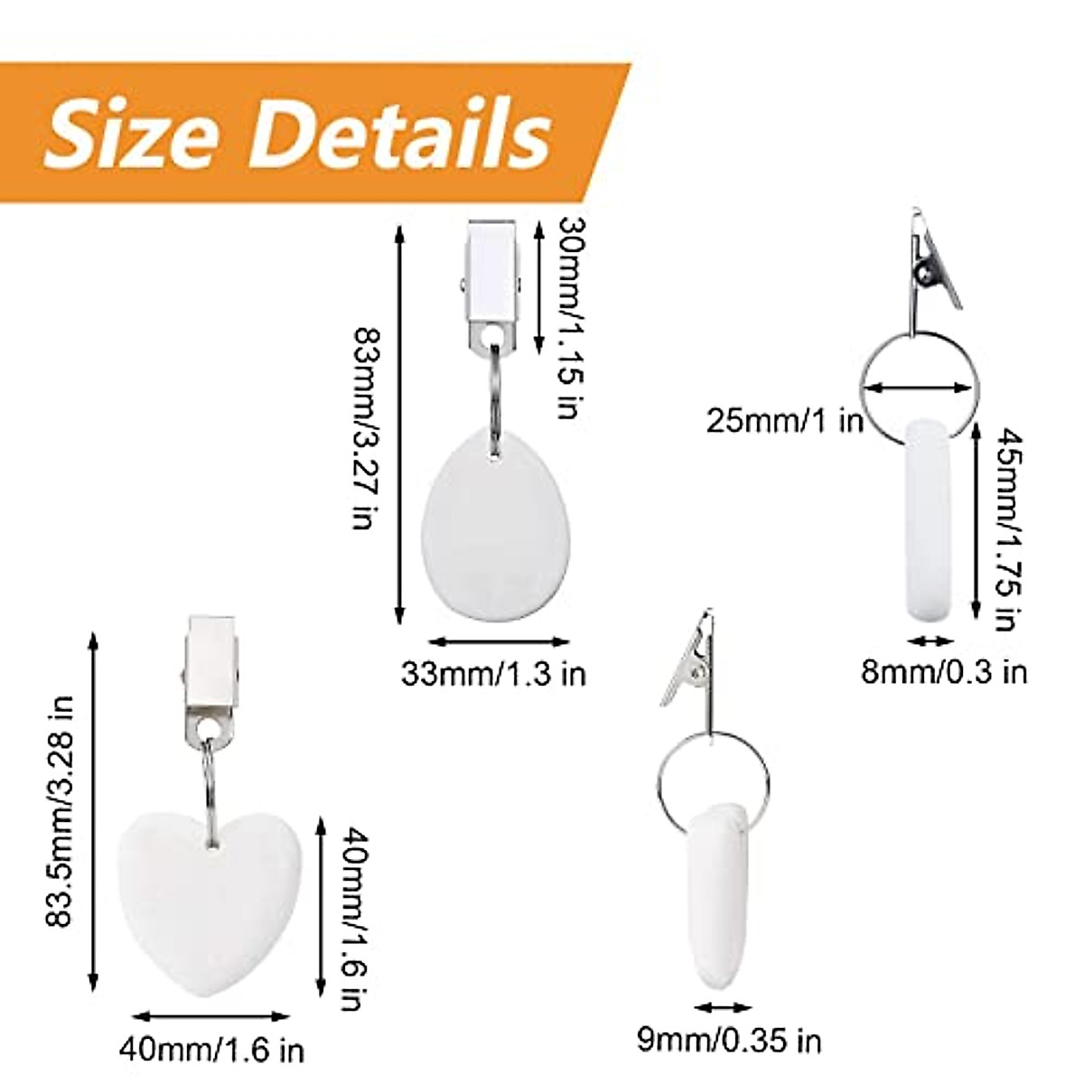 Morobor Tablecloth Weights Hangers, 8pcs Two Style Table Cover Weights with Stainless Steel Clip for Outdoor Family Dinner Garden Party Wedding Camping Picnic( White)