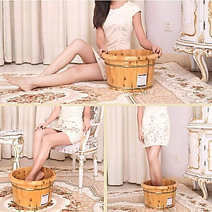 Foot Tub Wooden Foot Basin Wooden Foot Basin,Smooth And Delicate Pedicure Barrels,Hot Foot Insulation Household Foot Bath Barrel 25cm High Wooden Footbath foot Bath Wooden Bucket Foot Spa Household Wa