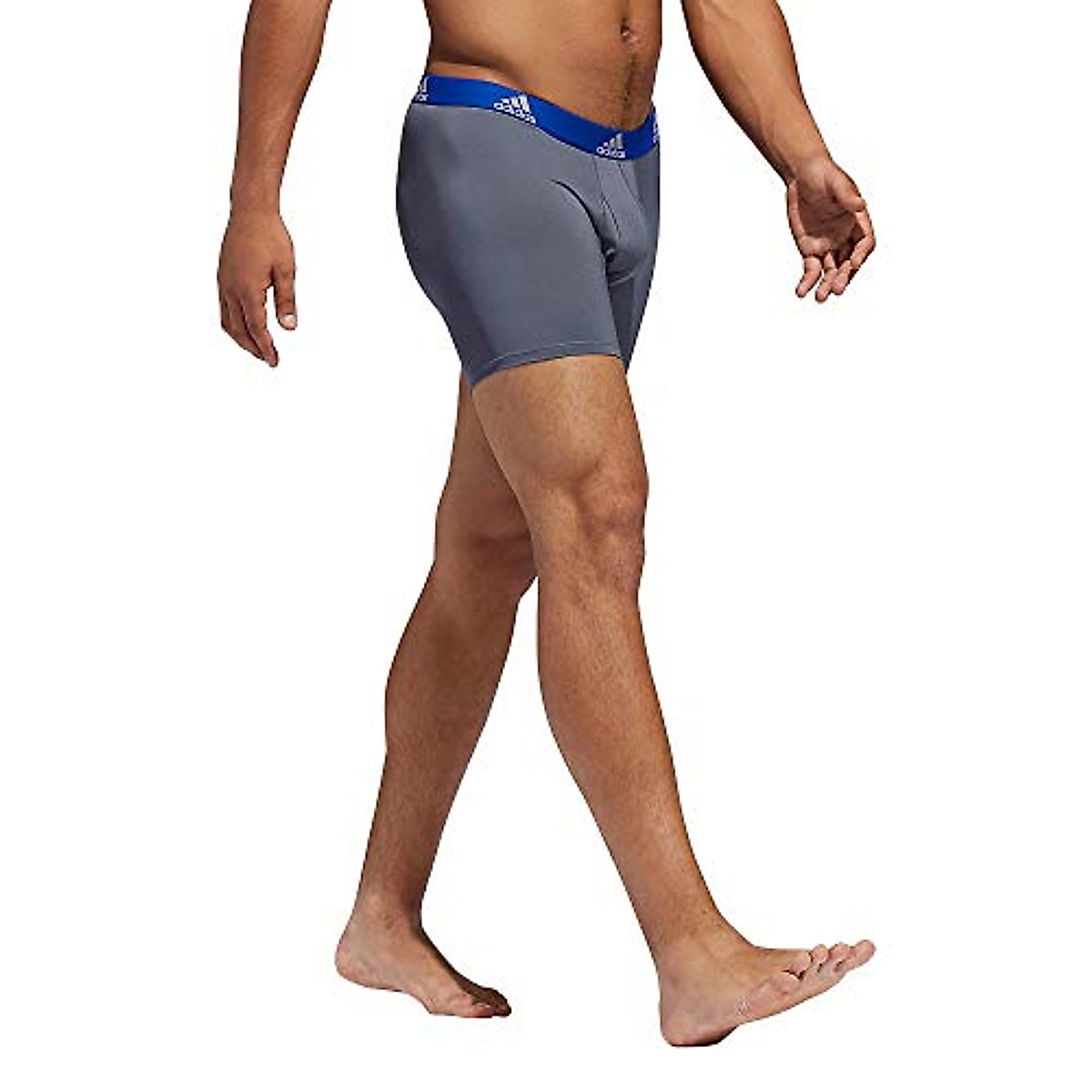 adidas Men's Performance Boxer Brief Underwear (3-Pack), Onix Grey/Black/Collegiate Royal Blue, Medium