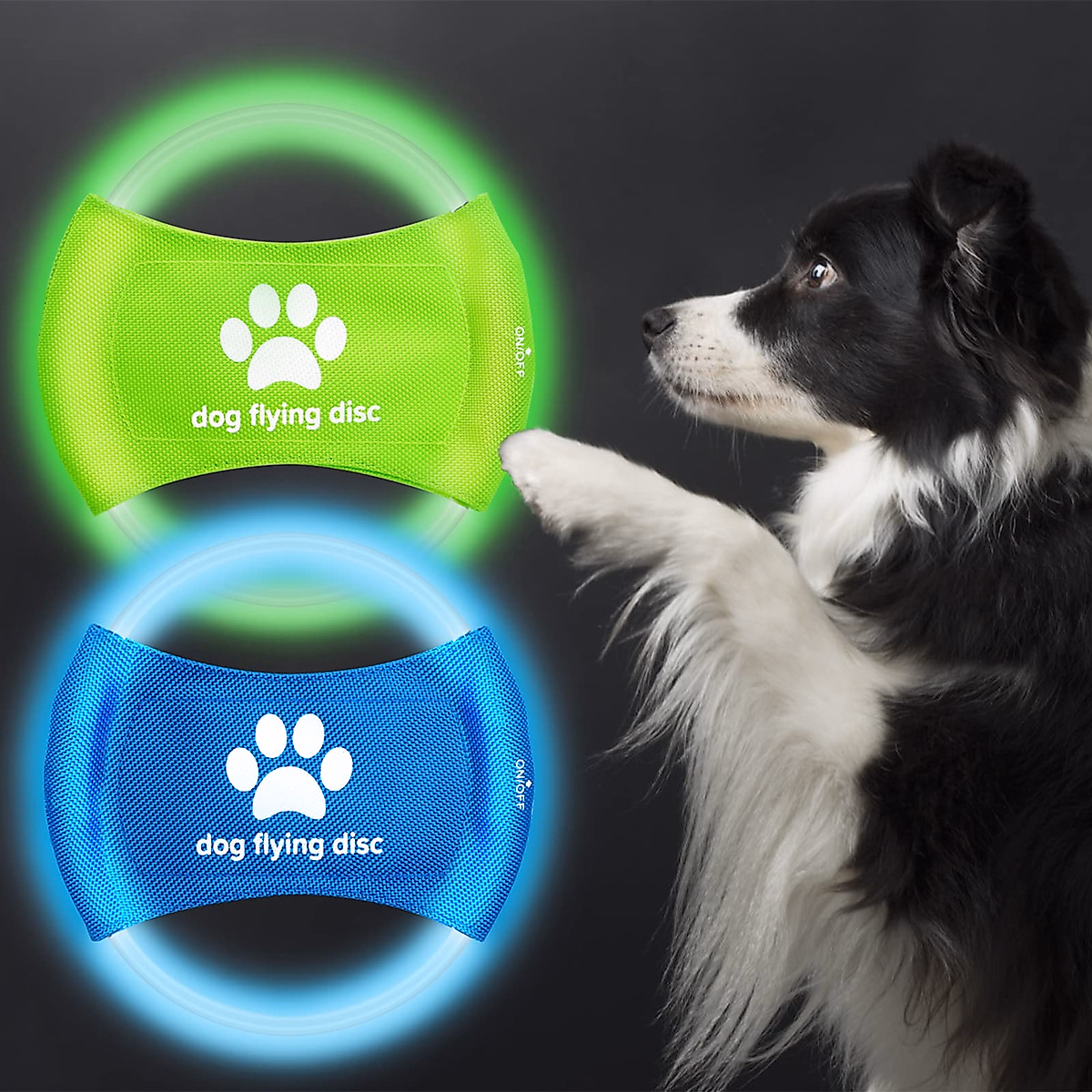 VPCOIKPZA 2 PCS Dog Flying Disc Dog Toys Glow in The Dark Flying Saucer Small/Medium/Large Breeds-Dog Training Ring, Floating Dog Ring Toys for Throwing, Catching, Grabbing Flying Toy for Dogs