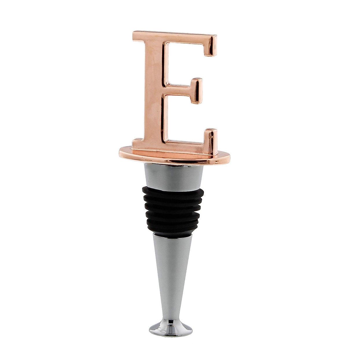 Bottle Wine Stopper Top Closer Seal with Monogrammed Letter “N” in Rose Gold - Reusable Wine Cork Saver Sealer Plug 1pk