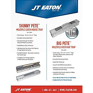 JT Eaton Big Pete™ Multiple Catch Trap with Clear Window, Dual-Door, 22.75" x 3.5" x 3.5", for Rats, Chipmunks, Shrews