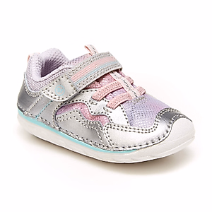 Stride Rite baby girls Soft Motion Kylo Sneaker, Silver/Multi, 4 Wide Infant US
