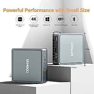 COOFUN UM350 Mini PC AMD Ryzen 5 3550H Mini Computer DDR4 16 GB RAM 512 GB PCle SSD, Radeon Vega Graphics, Dual Band WiFi HDMI/DisplayPort/USB-C, 2.5G RJ45 LAN, 4X Ports USB 3.0
