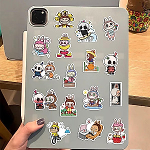 50pcs Labubu Cartoon Stickers for Teen Water Bottle, Cool Terror Labubu Waterproof Vinyl Decal for Kids Adult Girl Laptop Skateboard Phone Guitar Travel Case Bike