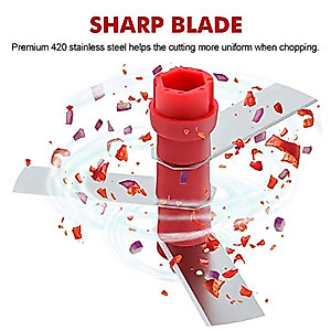 Manual Food Processor Vegetable Chopper, Geedel Pull Cutter with String for Veggies, Fruits, Salad, Onion, Ginger, Nuts, Herbs, etc, 2 Cup(500ml), Red