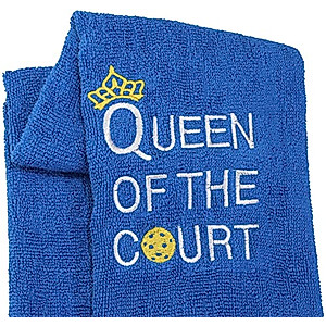 Embroidered Pickleball Towel Gift King/Queen of The Court Pickleball Towel with Clip (Pickleball Queen)