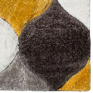 United Rugs 4D Shaggy Area Rug Yellow 5x7 | Thick Soft Plush and Modern Area Rug | Stain-Resistant, Easy-Cleaning and Machine Made| Best for Bedroom, Living Room, Office and Playroom