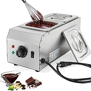WICHEMI Chocolate Melting Pot Commercial Chocolate Tempering Machine 2 Tanks 9lbs Stainless Steel Chocolate Melter Pots Melting Machine Home Or Bakery Use