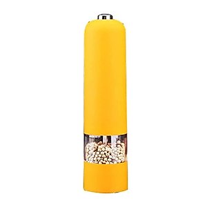 Pepper Grinder Pepper Mill Electric Salt And Pepper Grinder Set，Automatic, Battery Operated ABS Spice Mills Pepper Grinders Pepper Mills (Color : Yellow, Size : 22.5 * 5.2cm)