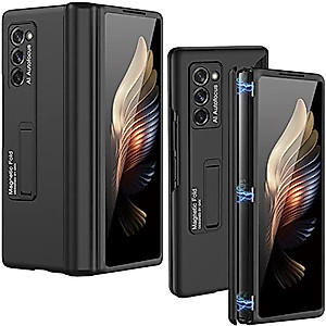 Miimall Galaxy Z Fold 2 Case with Kickstand, Magnetic Hinge, Hard PC Bumper Protection - Black