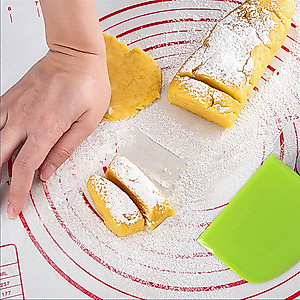 ALLTOP Bowl Spatula & Bench Scraper,Flexible Plastic Multipurpose Kitchen Pastry Cutter Tool,Food Scrappers for Bread Dough Baking Cake Fondant Icing,Set of 2 Pieces - White,Green