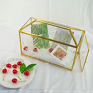 YIMORENCE V Gold Wedding Glass Card Box – 12.6 inch Large Wedding Card Holder Handmade Gold Glass Terrarium with Slot and Heart Lock