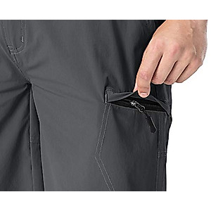 Rdruko Men's Quick Dry Hiking Cargo Shorts Lightweight Outdoor Fishing Travel Summer Shorts with 6 Zipper Pockets(Dark Grey, US 36)