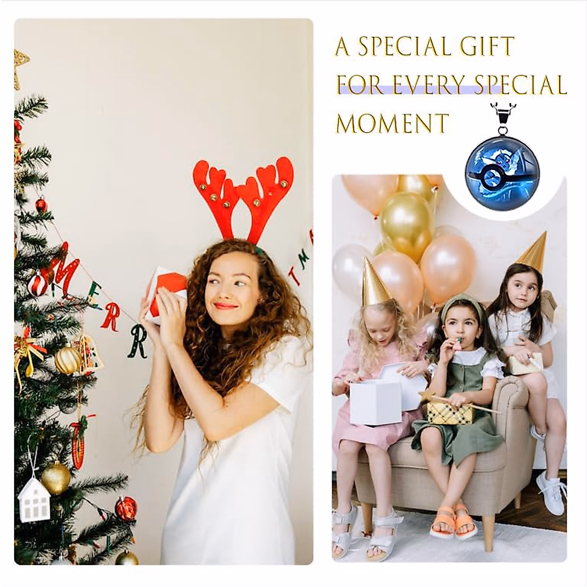 Lan Jin Art Handmade Stainless Steel Charm Necklace Inspired Compatibility with Picture Glass Jewelry Gift for Anime Fan