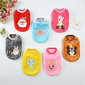 REBABA Warm Fleece Dog Vest Puppy Sweater, Pet Fall Winter Soft Warm Clothes Shirt Vest for Small Dogs Kitten Chihuahua Yorkies(XXXS-Strawberry)