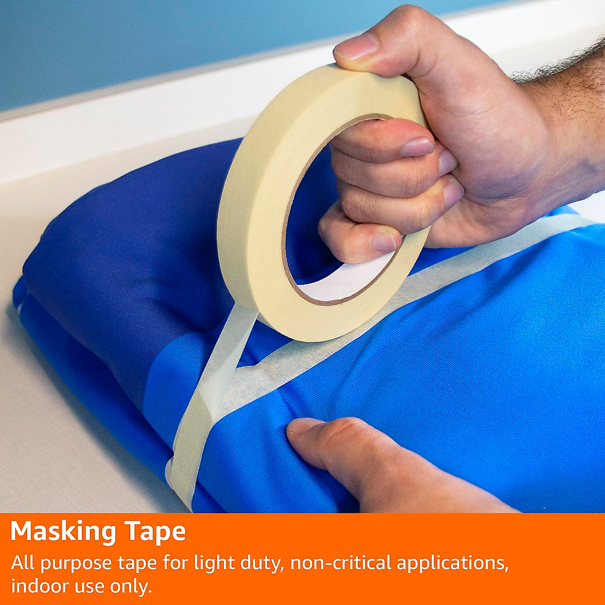 Amazon Basics Masking Tape, 0.7 Inch x 180 Feet - Pack of 3 Rolls