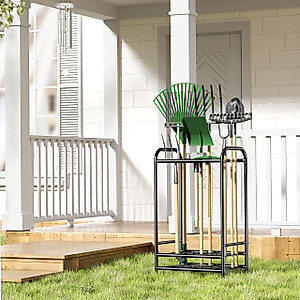 songsoso Metal Garden Tool Organizer - Yard Tool Organizer Up to 35 Long-Handled Tools - Heavy Duty Garden Tool Storage Yard Tool Holder for Brooms Rakes and Shovels in Garage Yard and Shed.