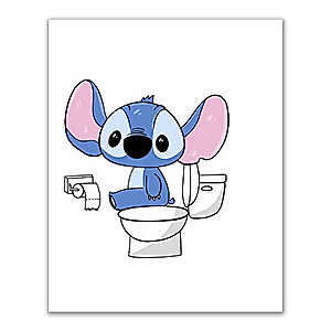 Lilo and Stitch Bathroom Photos - Set of 4 (8 inches x 10 inches) Kids Prints