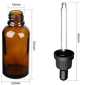 12Pcs 5ml Amber Glass Dropper Bottle with Glass Pipette, Glass Eye Dropper Bottles Refillable for Essential Oil Aromatherapy Blends