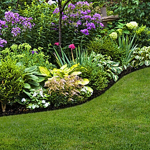 EasyFlex Pound-in Landscape Edging with Bonus Anchoring Stakes, 4.5 in. Straight Top Plastic Garden Border, 20 Foot Kit, Black, (3500-20CXX-3)