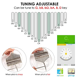 Kalimba Thumb Piano, AKLOT 17 Keys Transparent Acrylic Cat Note Carved Starter Finger Piano with Kalimba Case Tune Hammer Study Booklet Stickers